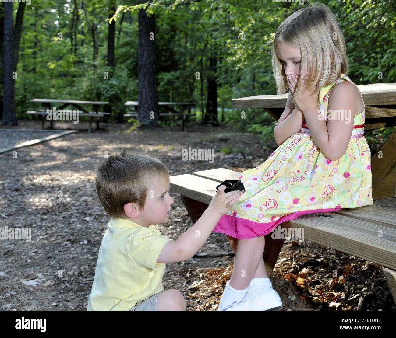 A little boy proposing marriage to a little girl Stock Photo - Alamy