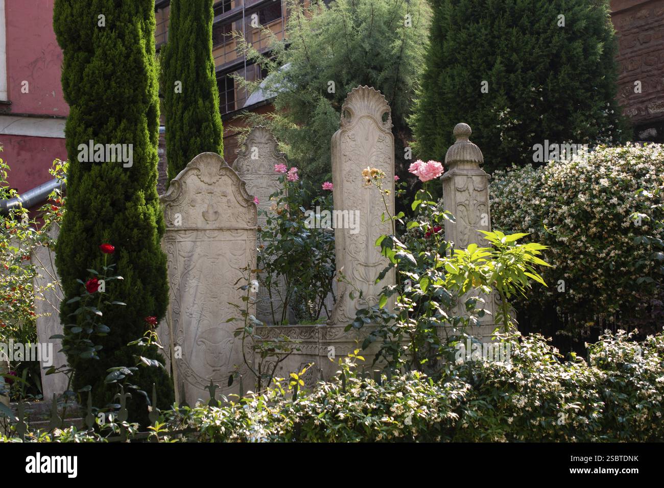 Ottoman style decorative art in marble tomb in cemetery Stock Photo - Alamy