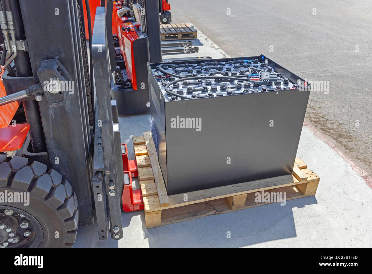 Big Lead Acid Battery Box for Forklift Power at Pallet Stock Photo - Alamy