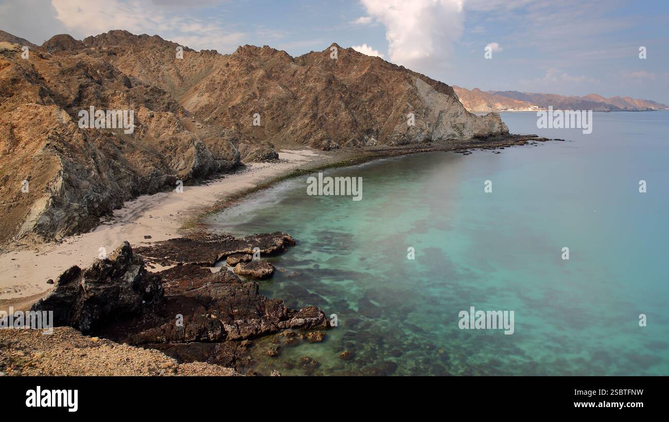 The Western part of Qantab Beach, located 15 km East from Muscat, Oman ...