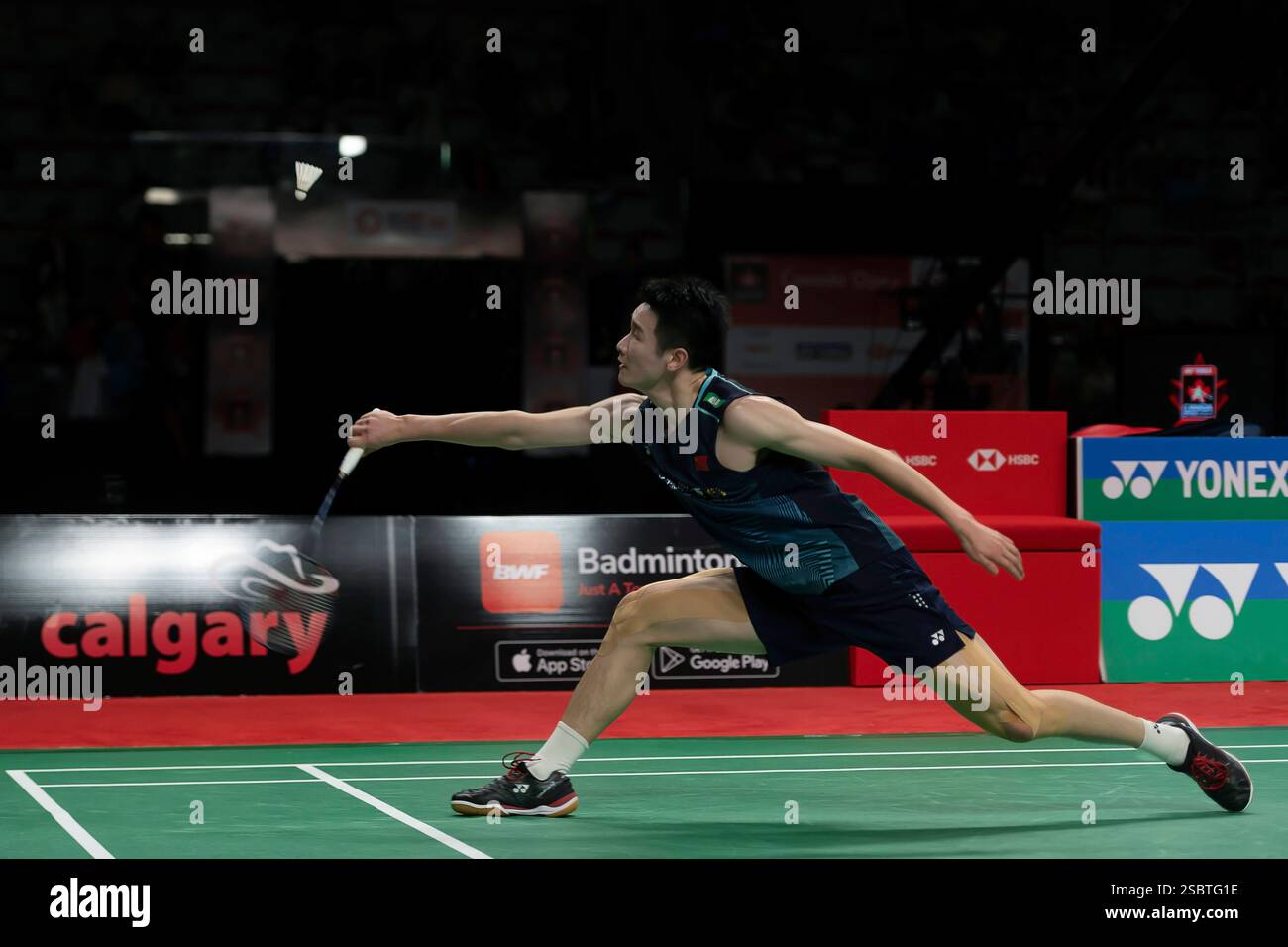 Li Shi Feng (China) compete against Lakshya Sen (India) in the men's ...