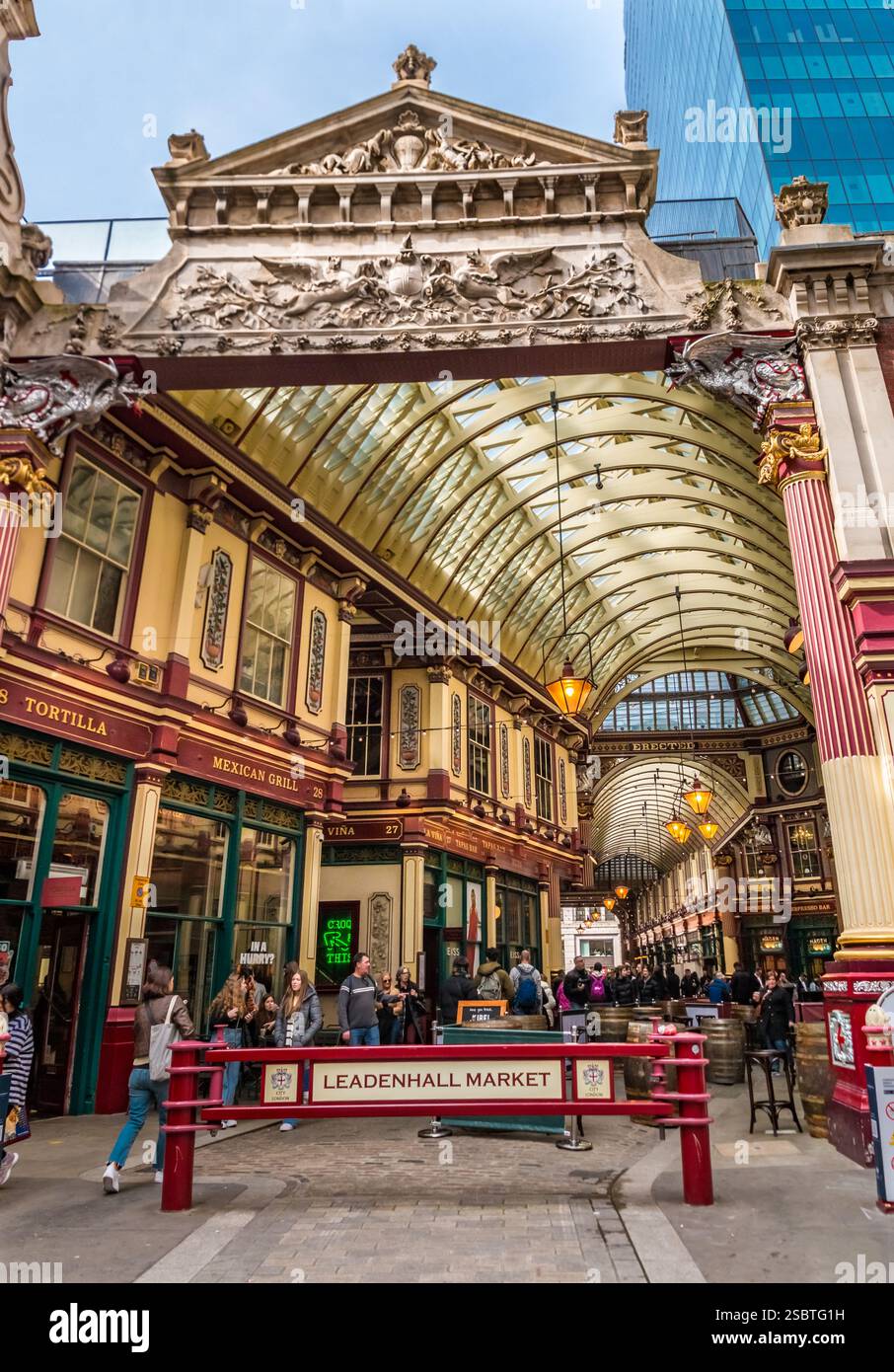 The east entrance of the famous Leadenhall Market, a covered market in ...