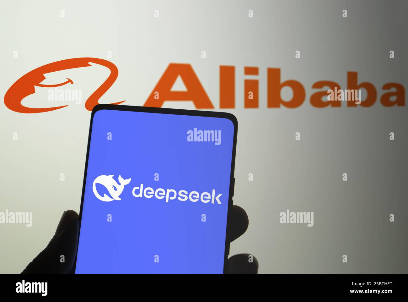 Alibaba logo in contrast to Deepseek AI, symbolizing the competition ...