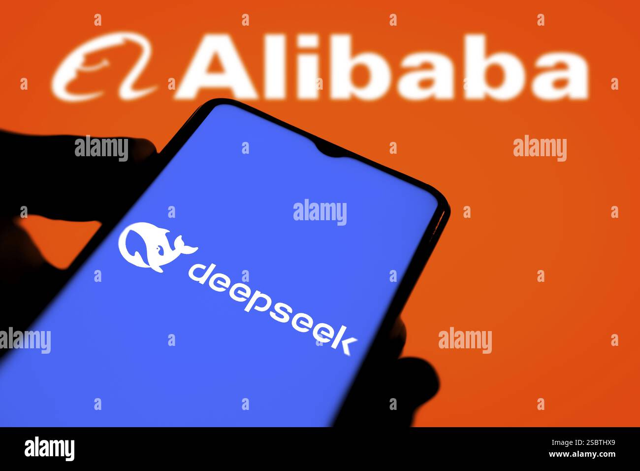 Alibaba logo in contrast to Deepseek AI, symbolizing the competition ...