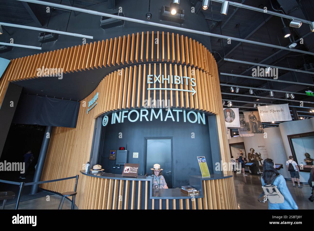 Information desk of the Statue of Liberty Museum, Liberty Island, New ...