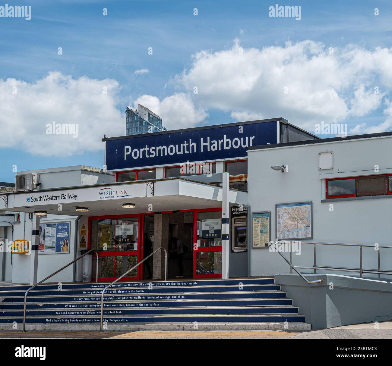 Front view of Portsmouth harbour station, Hampshire UK Stock Photo - Alamy
