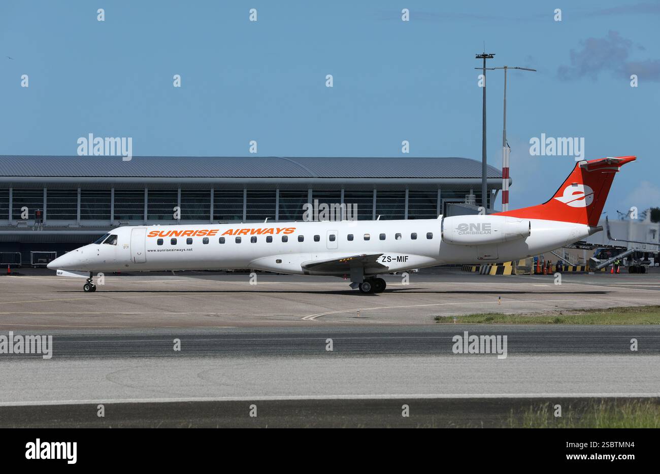 One Caribbean airline Embraer ERJ145, operated by South African airline ...
