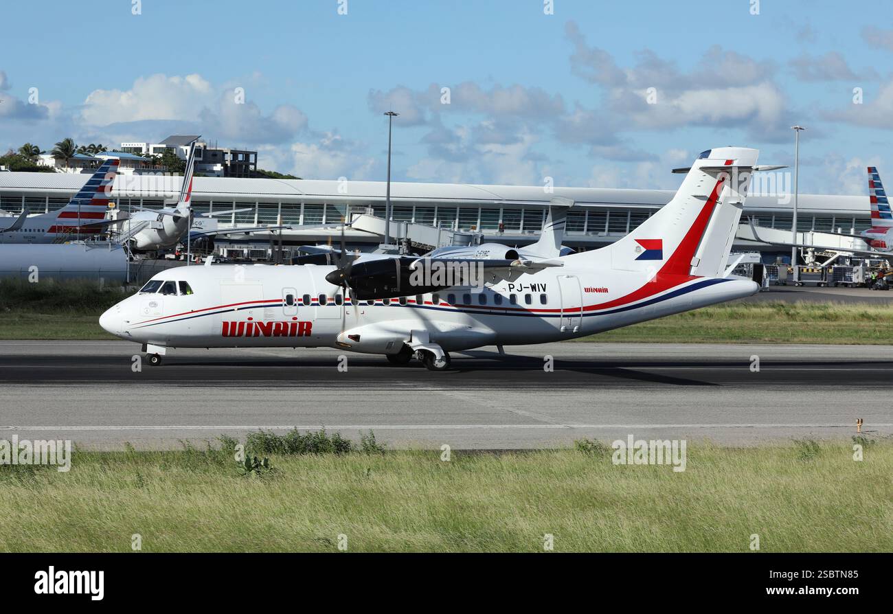 Winair ATR aircraft at its home base, Princess Juliana International ...