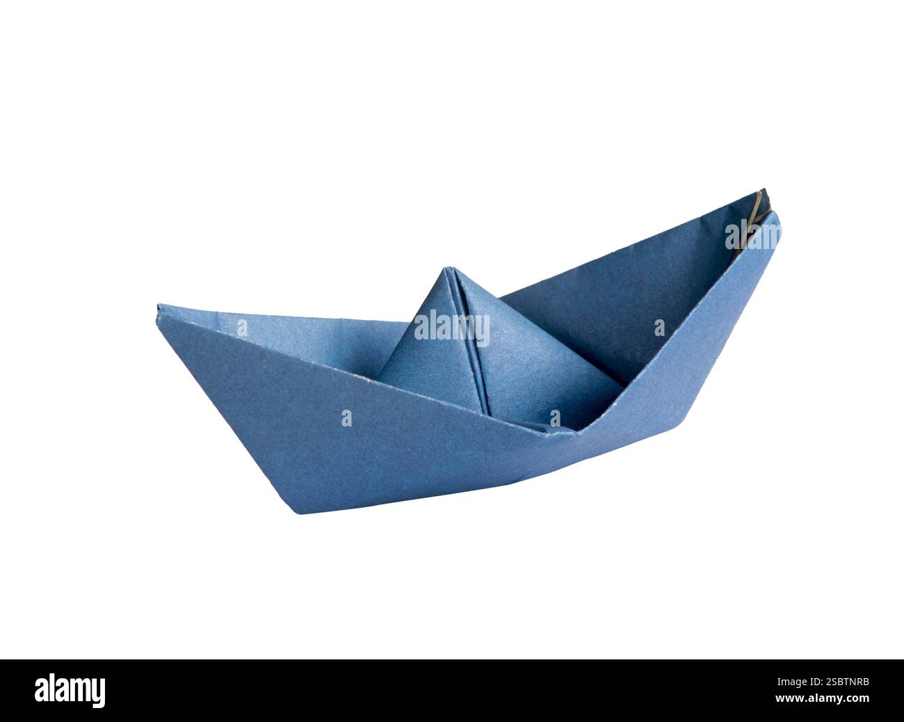 Blue paper boat on transparent backgroundon a white isolated background ...