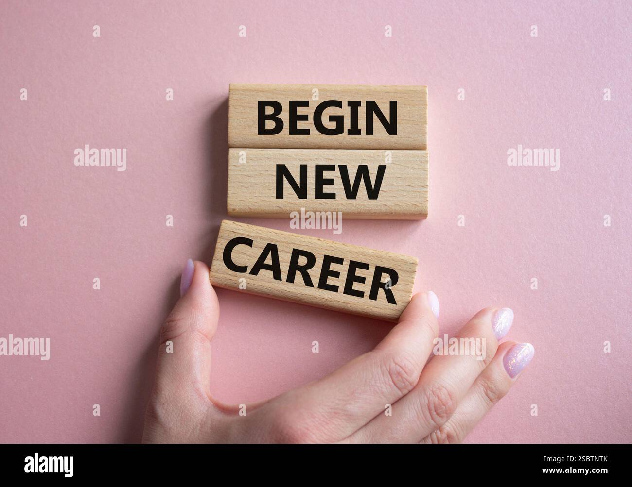 Begin new career symbol. Concept word Begin new career on wooden blocks ...