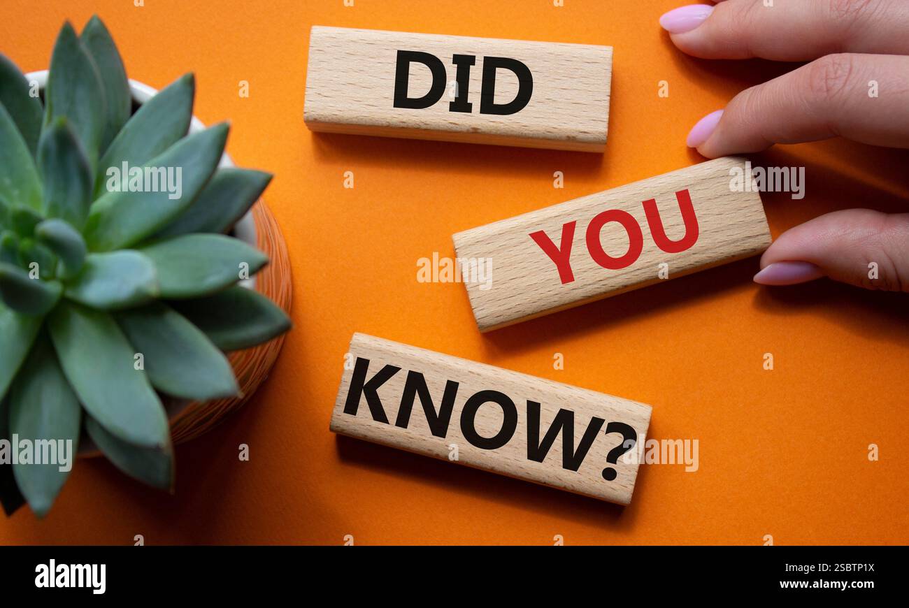 Did you know symbol. Wooden blocks with words Did you know. Businessman ...