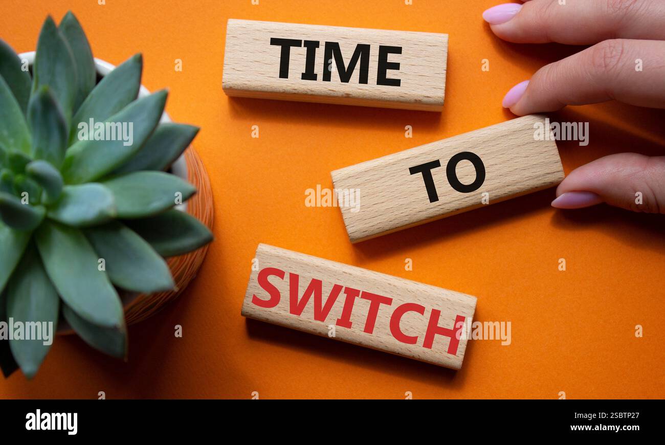 Time to Switch symbol. Concept word Time to Switch on wooden blocks ...
