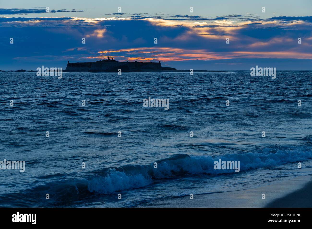View of Praia de Moledo and Fortress Insua in Caminha, Portugal Stock ...
