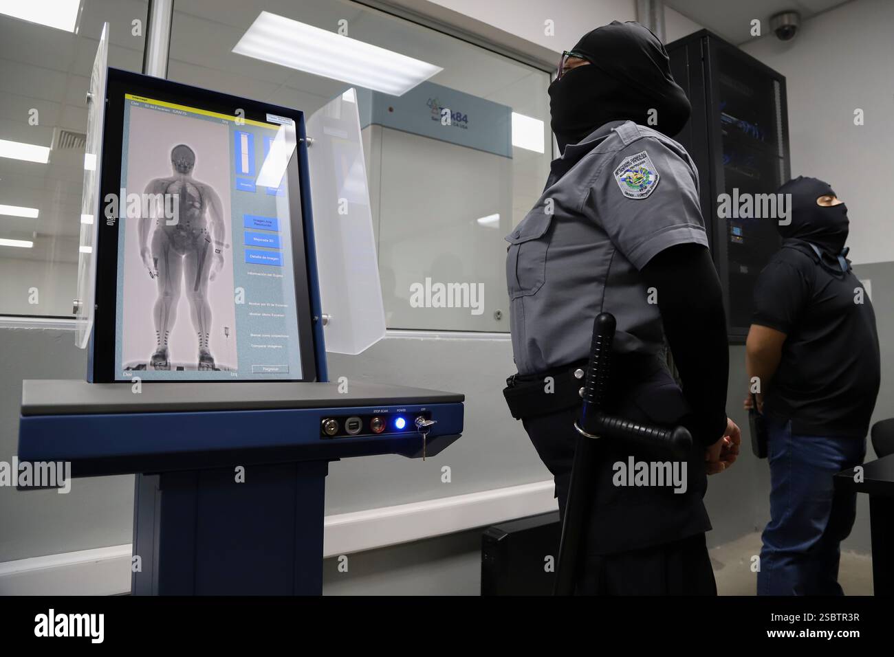 FILE - A body screening device used to register inmates is displayed ...
