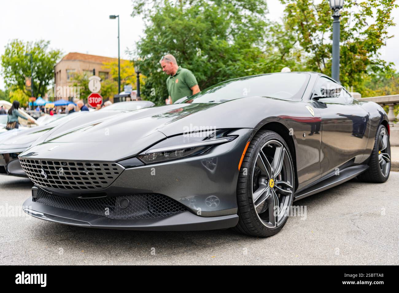 Chicago, Illinois - September 29, 2024: Ferrari Roma black color ...