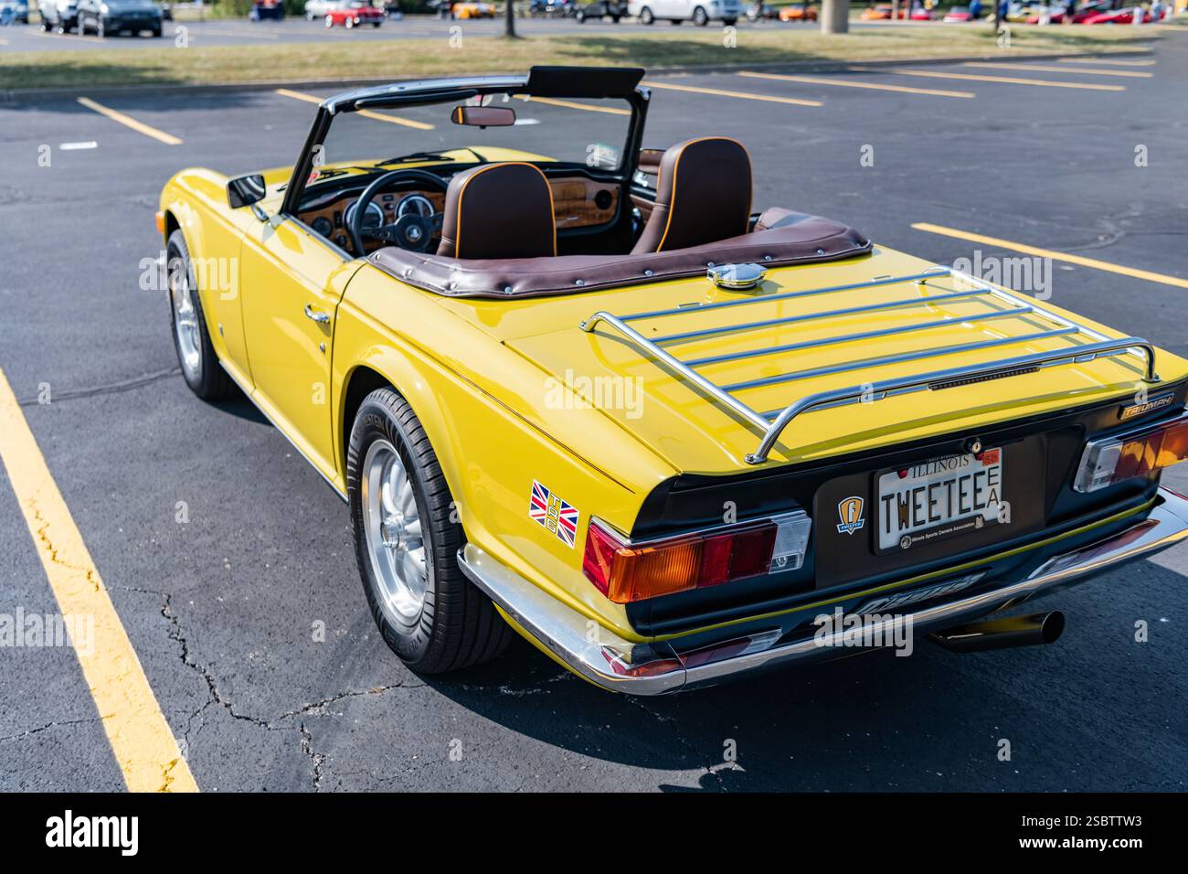 Chicago, Illinois, USA - September 08, 2024: Triumph tr 6 retro ...