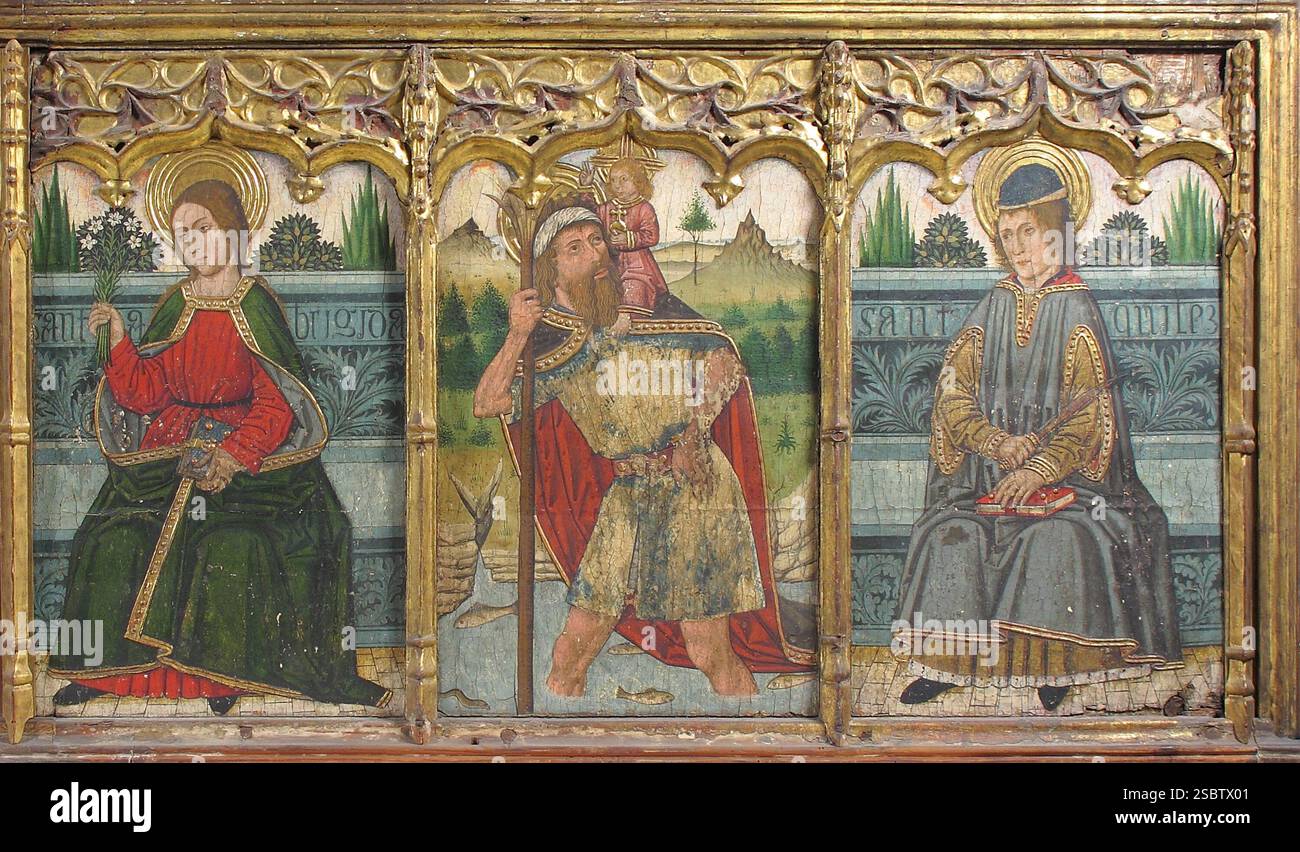 Predella pane with Saint Bridget, Saint Christopher, and Saint Kilian ...