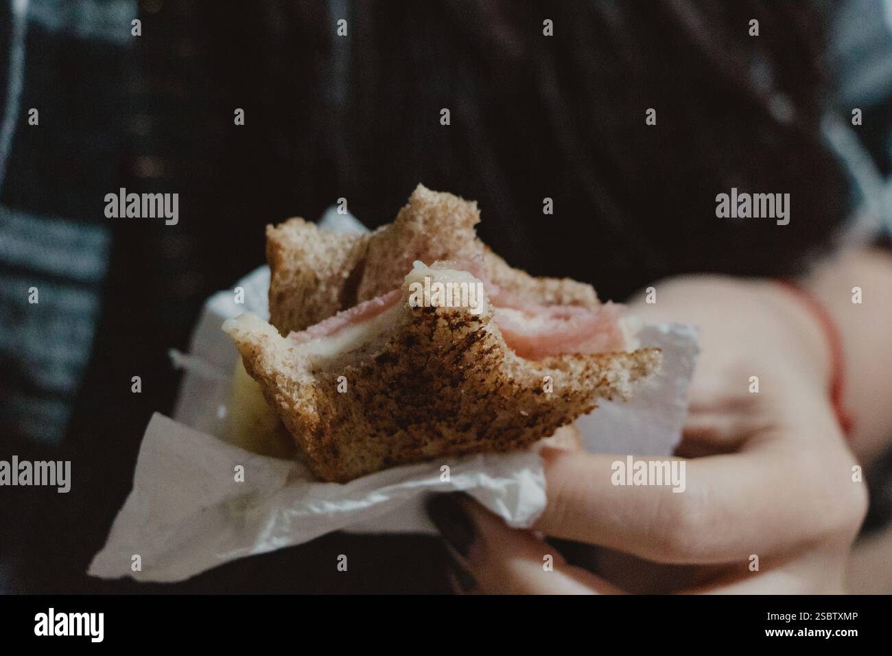 Grilled Ham and Cheese Sandwich in Hand Stock Photo - Alamy