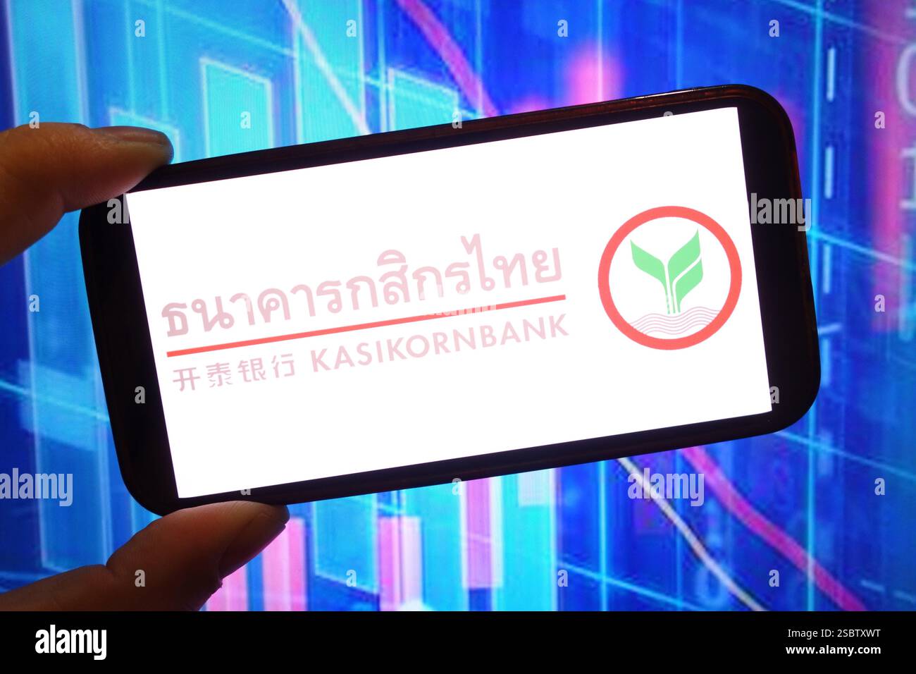 In this photo illustration, the Kasikornbank company logo is seen displayed on a smartphone ...