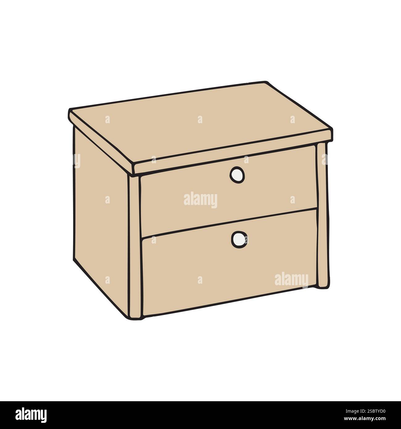 Vector hand drawn sketch doodle colored nightstand isolated on white ...