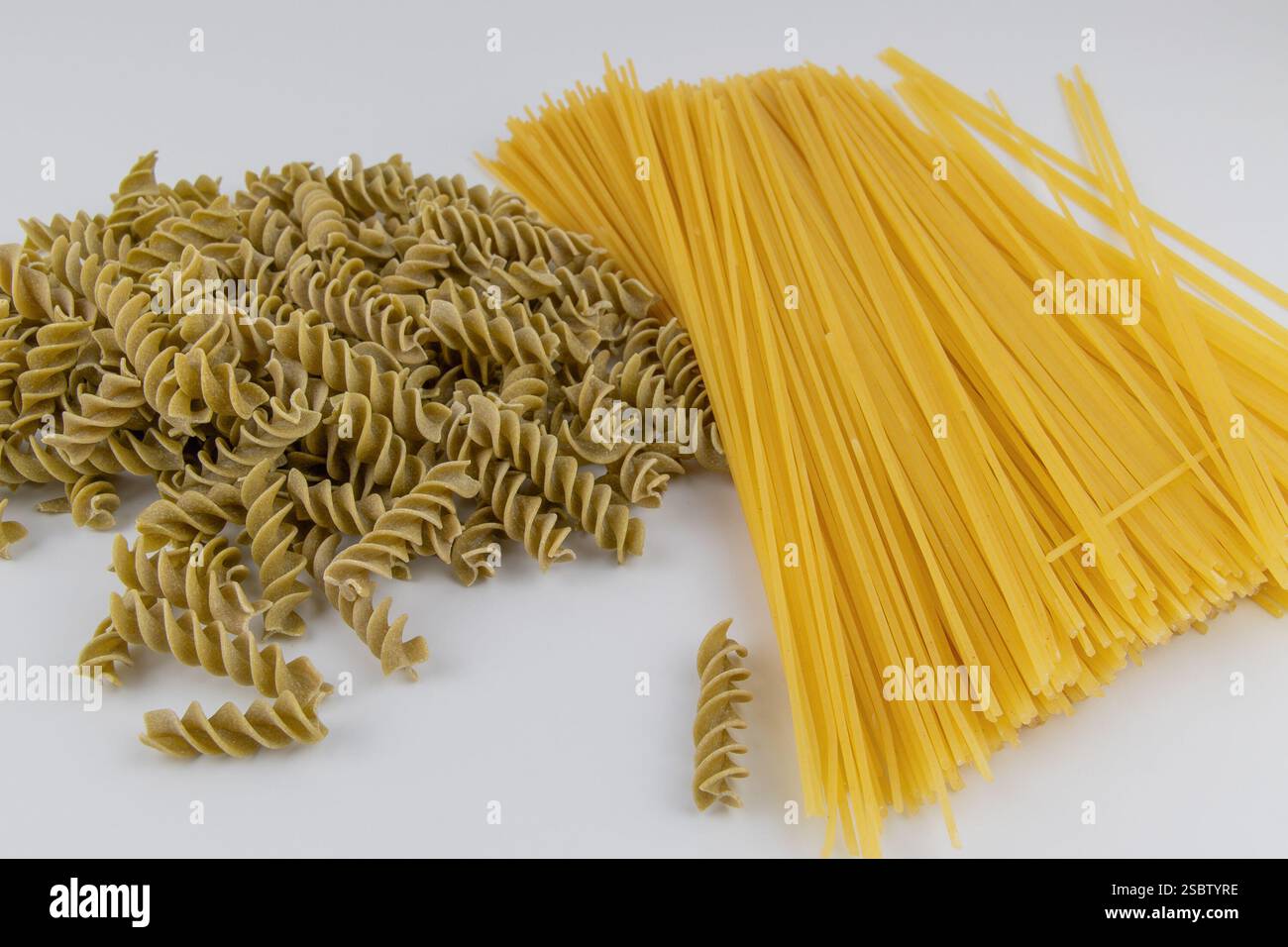 Green Pea Pasta vs. Wheat Spaghetti. Comparison of Different Pasta ...