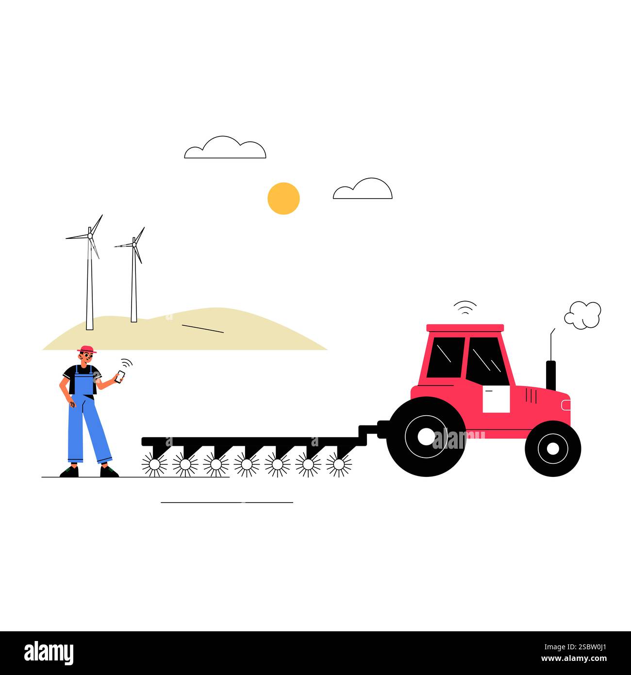 Male Farmer With Smart Tractor Using Precision Agriculture Technology ...