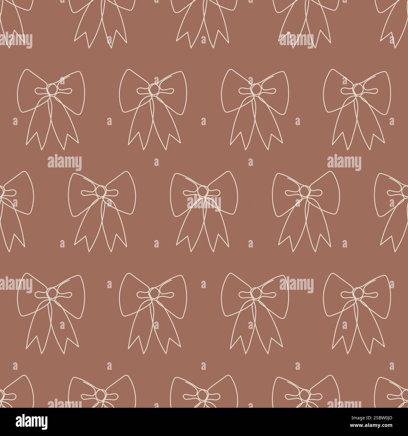 Cute coquette ribbon bow seamless patter, doodle outline illustration ...