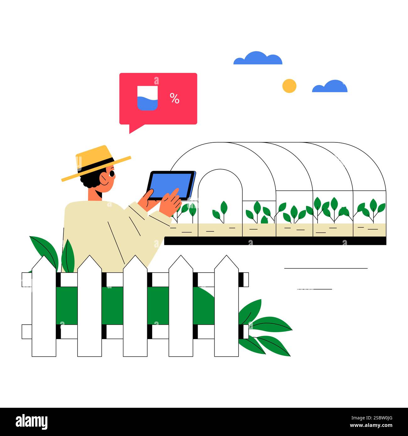 Smart Farming, Male Farmer Using Digital Tablet To Monitor Greenhouse ...