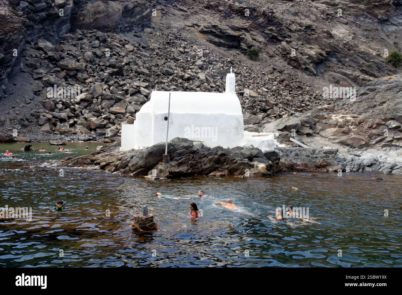 Hot Springs around the volcanic island of Nea Kameni, a popular day ...