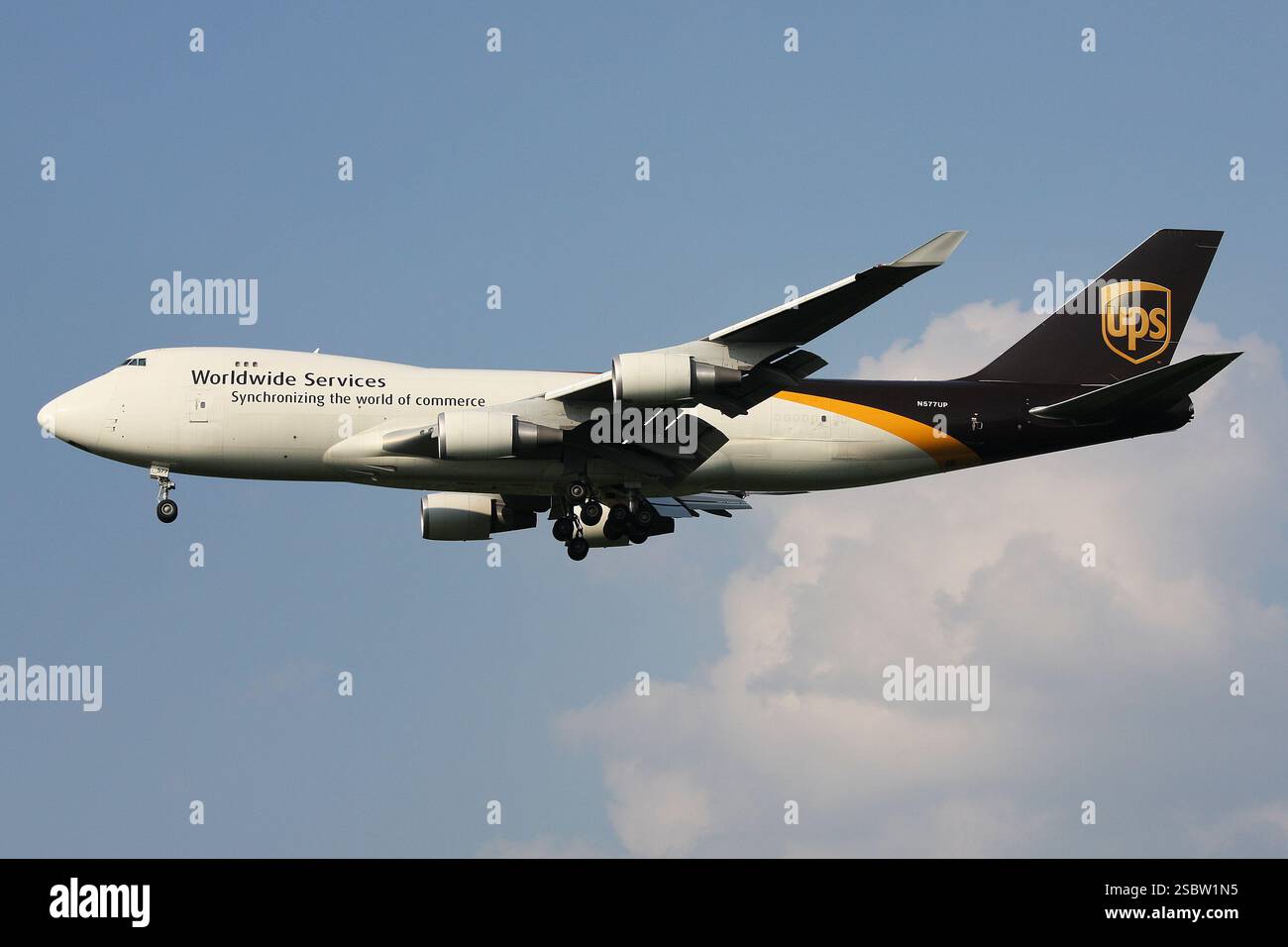 UPS Boeing 747-400F with registration N577UP on final for Cologne Bonn ...