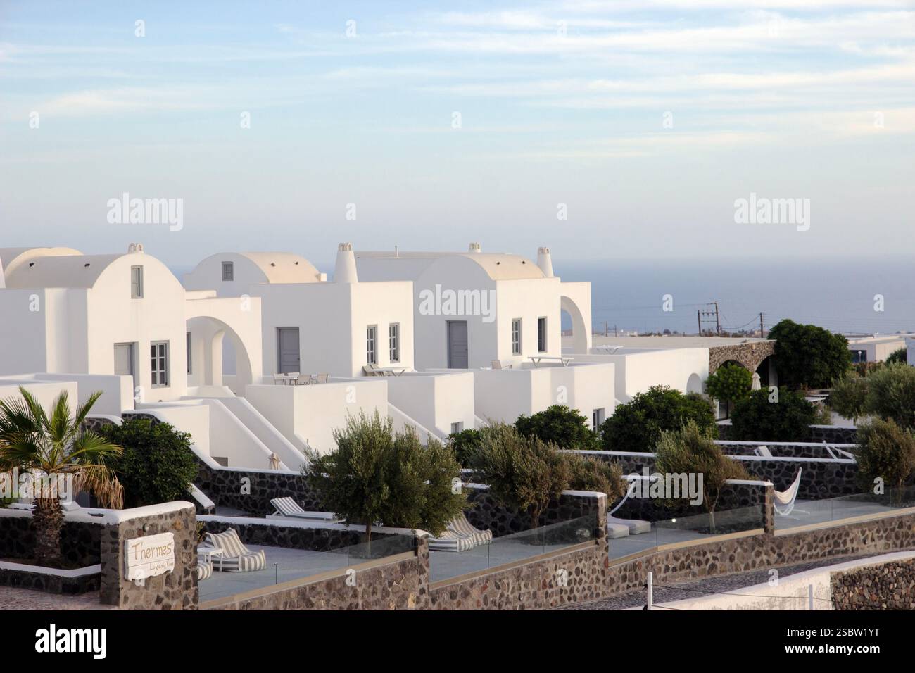 Megalochori, popular destination on Santorini, has iconic white houses ...