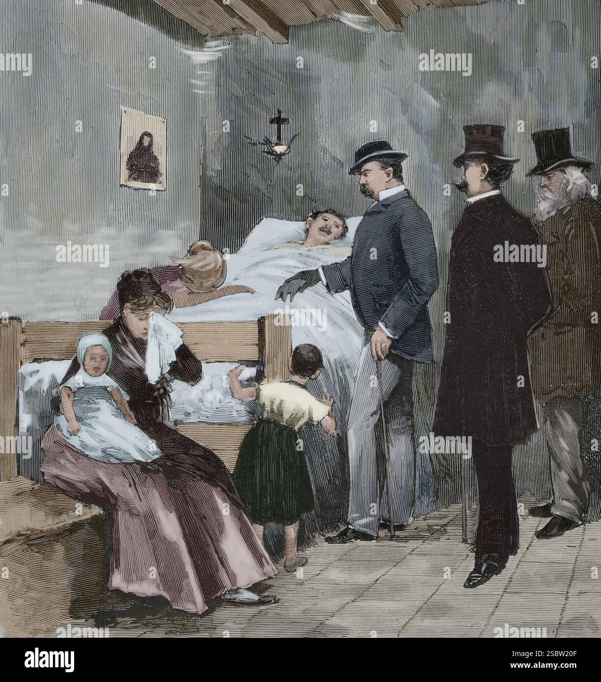 Italy. Naples. Cholera. Visit of King Humbert I of Savoy (1844-1900) to ...