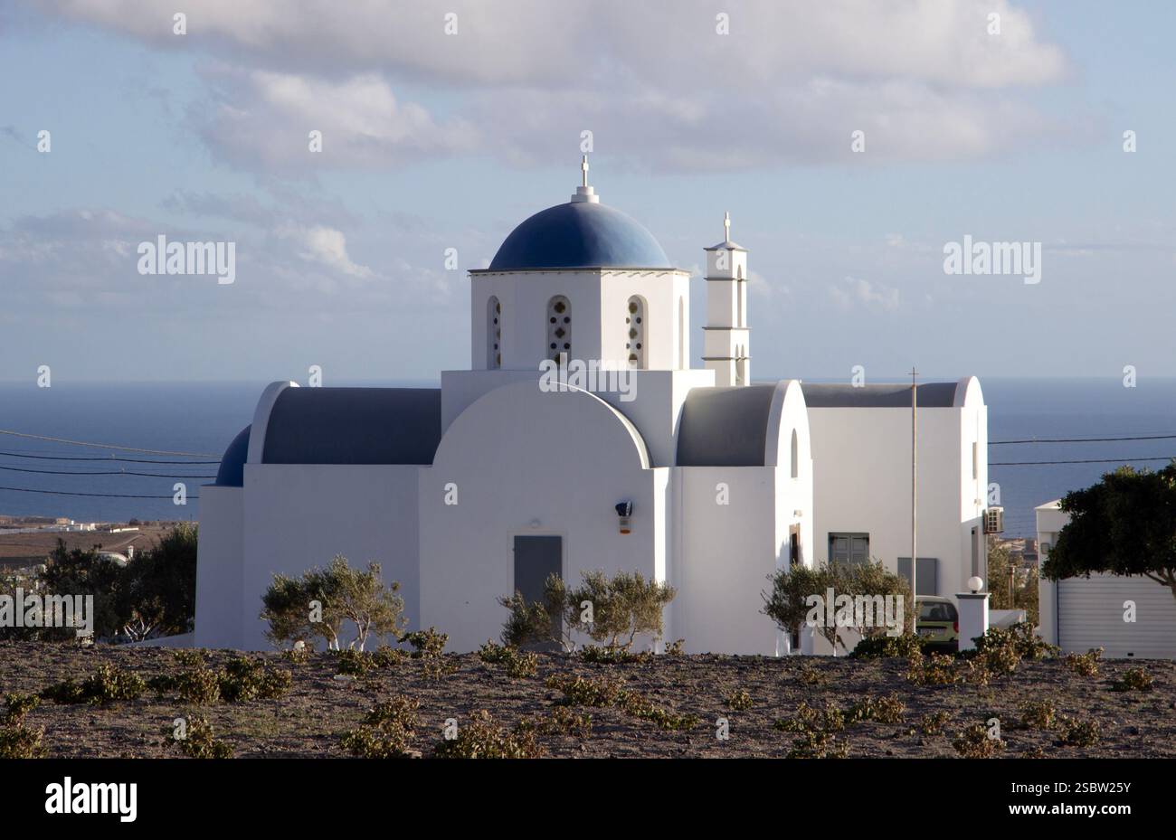 Megalochori, popular destination on Santorini, has iconic white houses ...