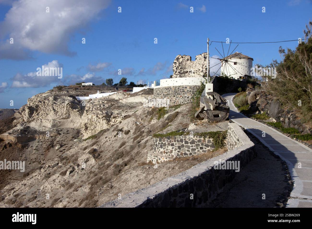 Megalochori, popular destination on Santorini, has iconic white houses ...