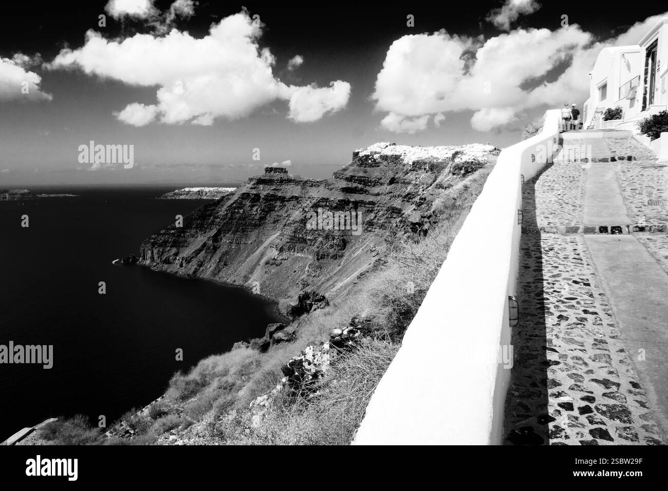 Fira, popular tourist destination on Santorini, has iconic white houses ...