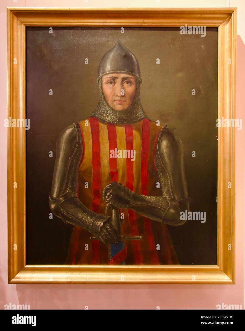 19th century oil on canvas portrait Admiral Roger de Lauria Calabrian ...