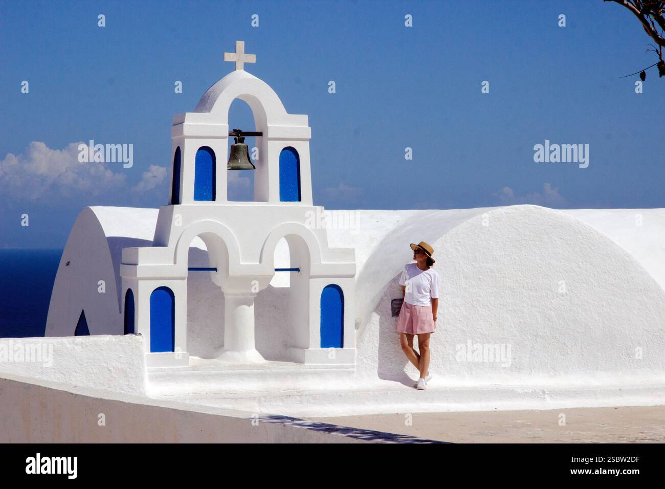 Oia, popular tourist destination on Santorini, has iconic white houses ...