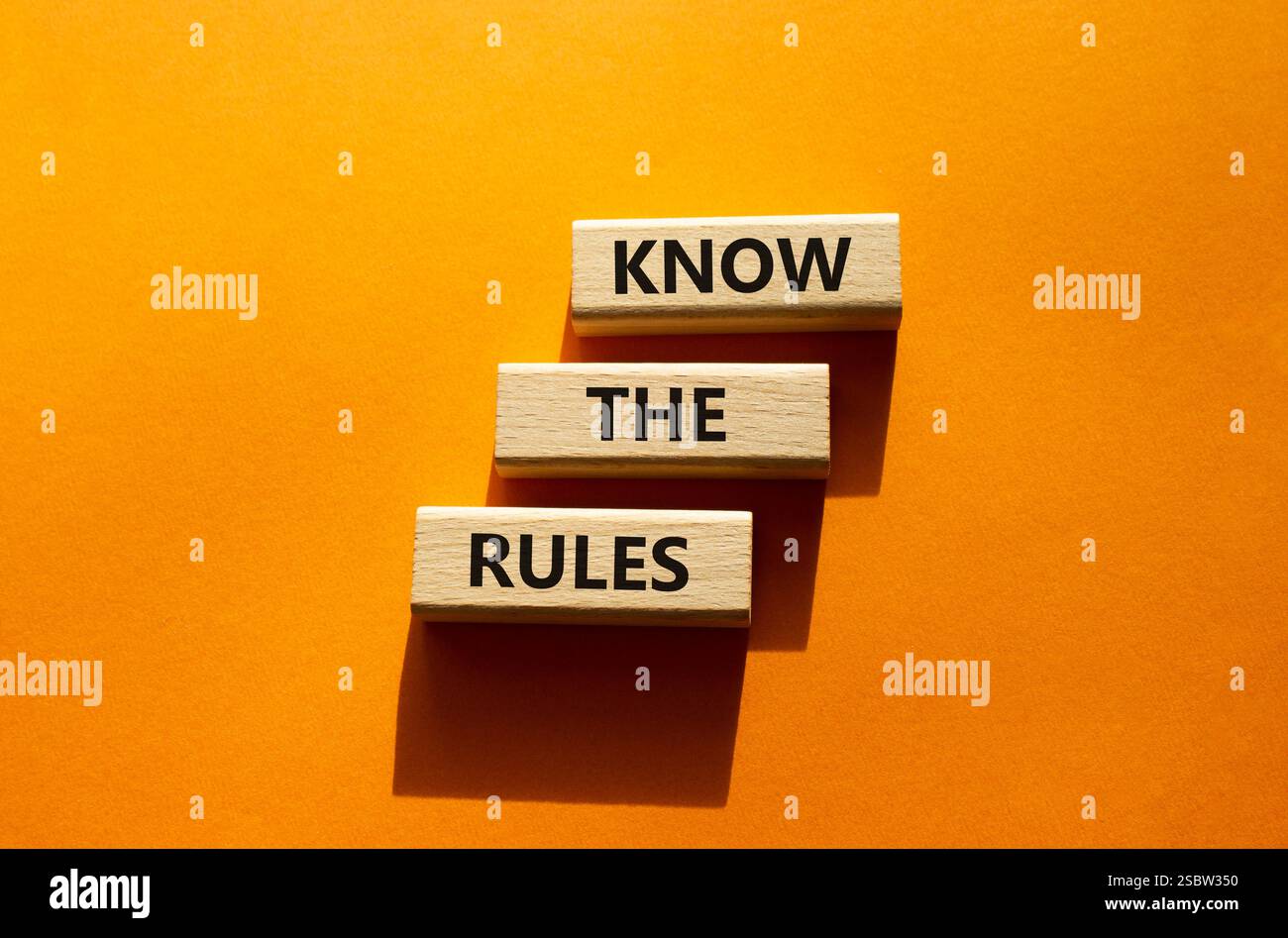 Know the rules symbol. Wooden blocks with words Know the rules ...