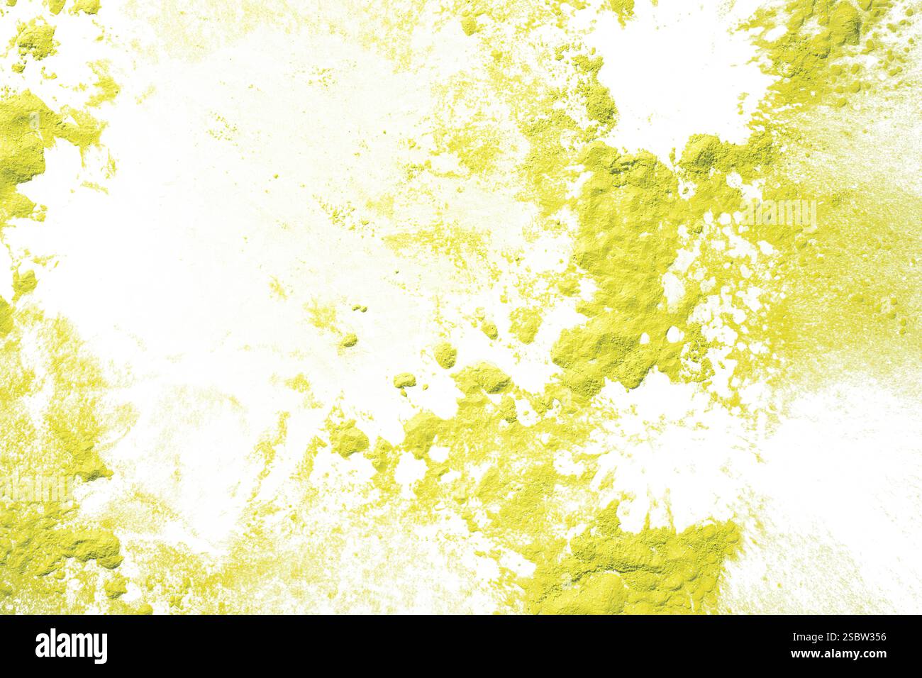 Detail of a fine yellow Holi flour powder granules dust pollen pollen ...