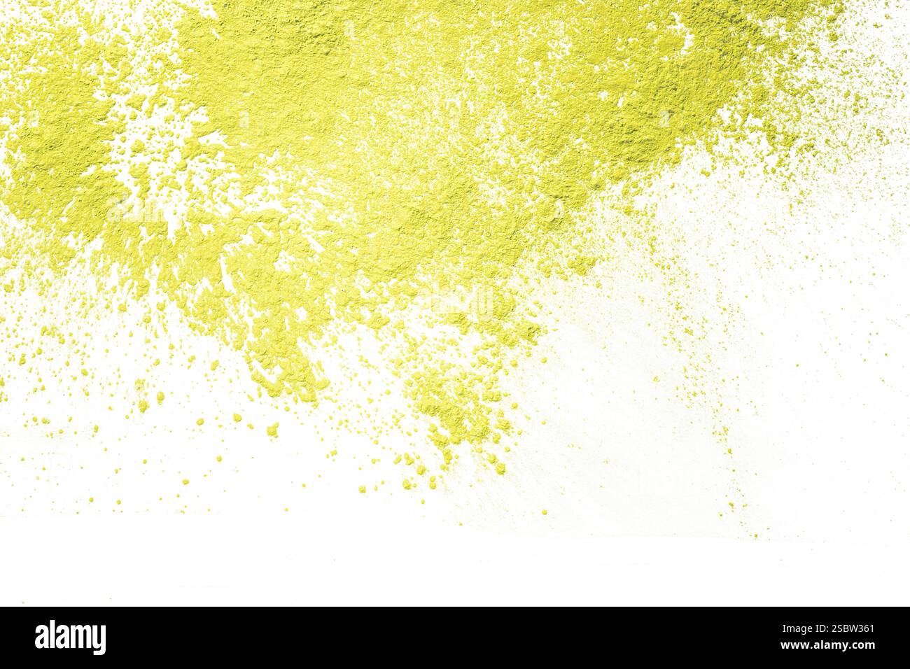 Detail of a fine yellow Holi flour powder granules dust pollen pollen ...