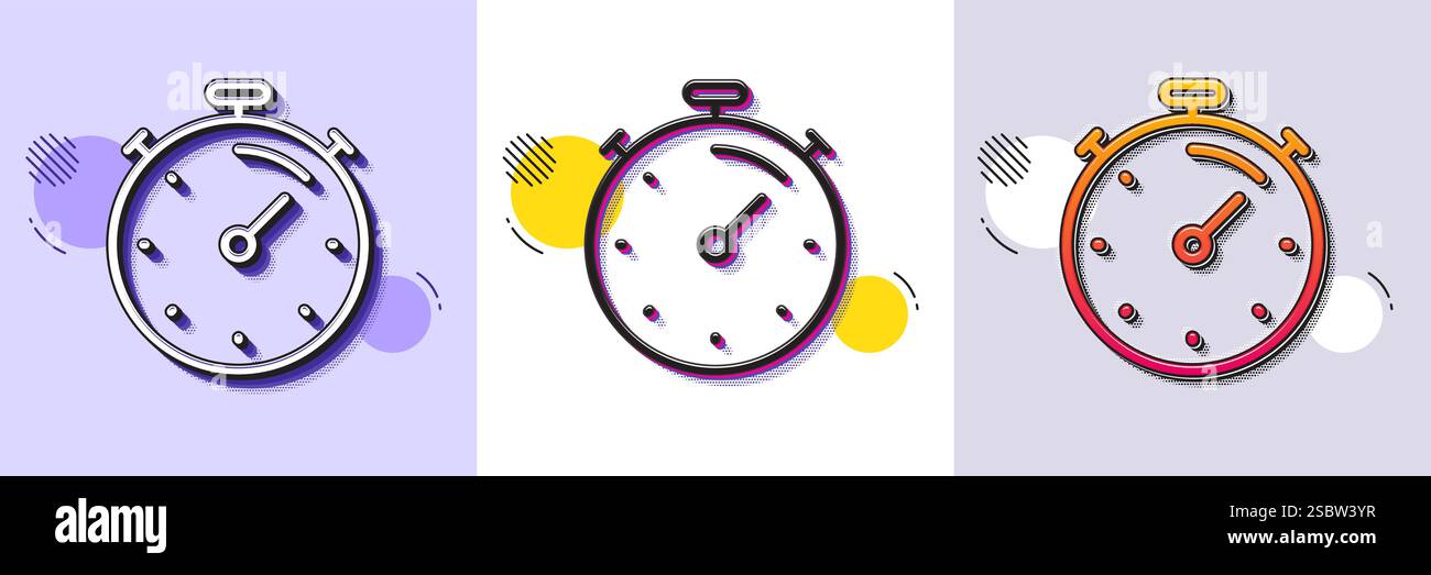 Timer line icon. Time management sign. Stopwatch. Halftone dotted ...