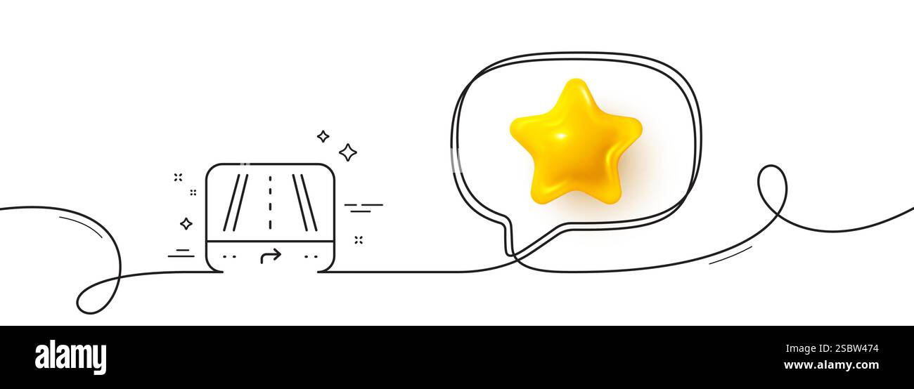 Gps Navigation Line Icon Road Path Sign Continuous Line With 3d Star Vector Stock Vector