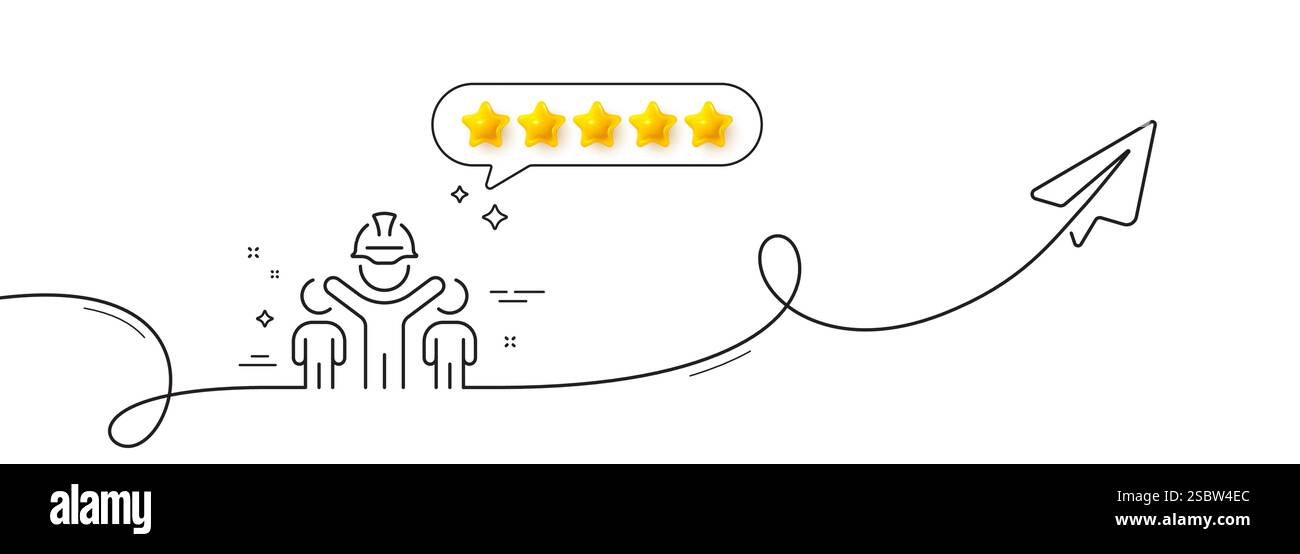 Engineering team line icon. Engineer or architect group sign. Continuous line with plane. Vector ...