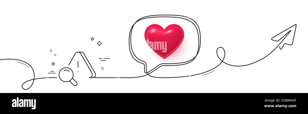 Attention line icon. Important warning sign. Continuous line with plane ...