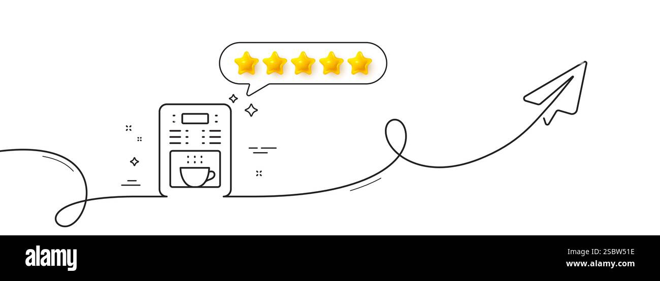 Coffee maker line icon. Vending machine sign. Make tea. Continuous line ...