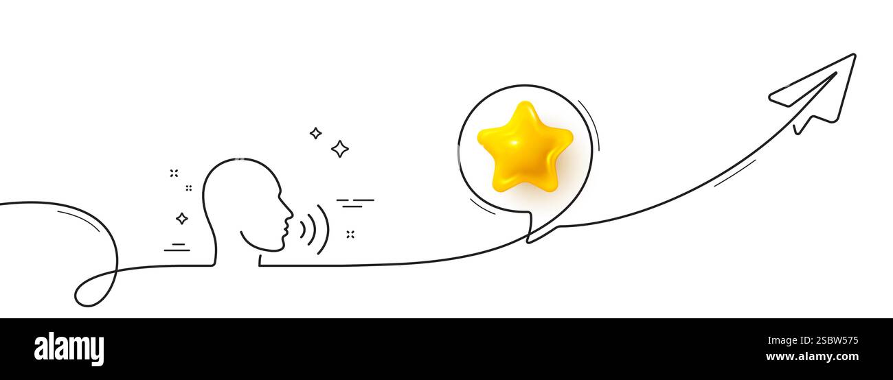 Human sing line icon. Talk sign. Continuous line with plane. Vector ...