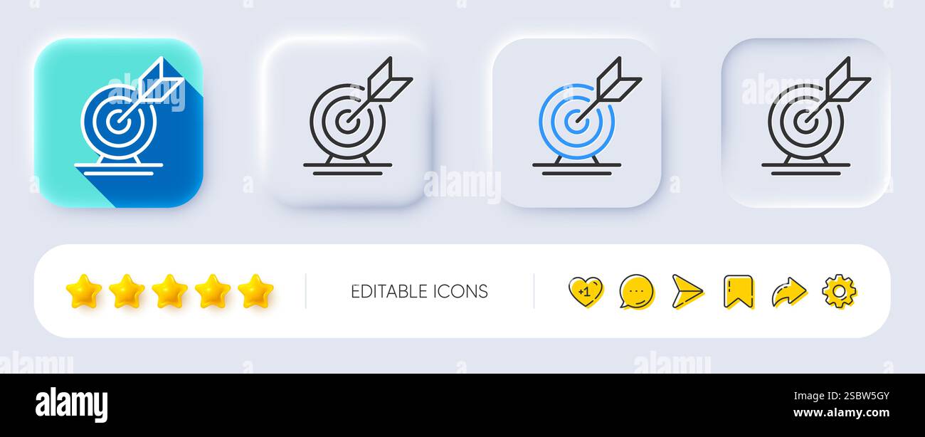 Target goal line icon. Success arrow sign. Neumorphic buttons. Vector ...