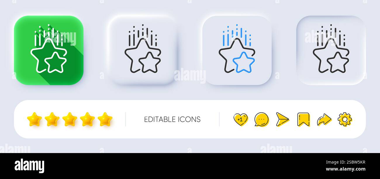 Ranking stars line icon. Star rating sign. Best rank. Neumorphic ...