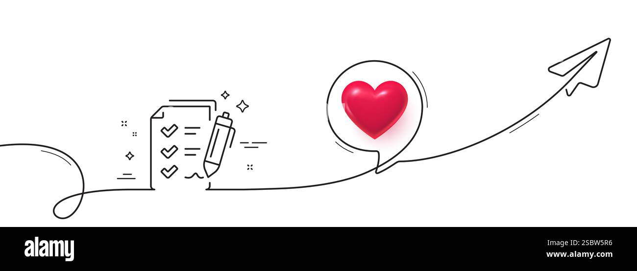 Survey Checklist line icon. Report sign. Continuous line with plane. Vector Stock Vector Image ...