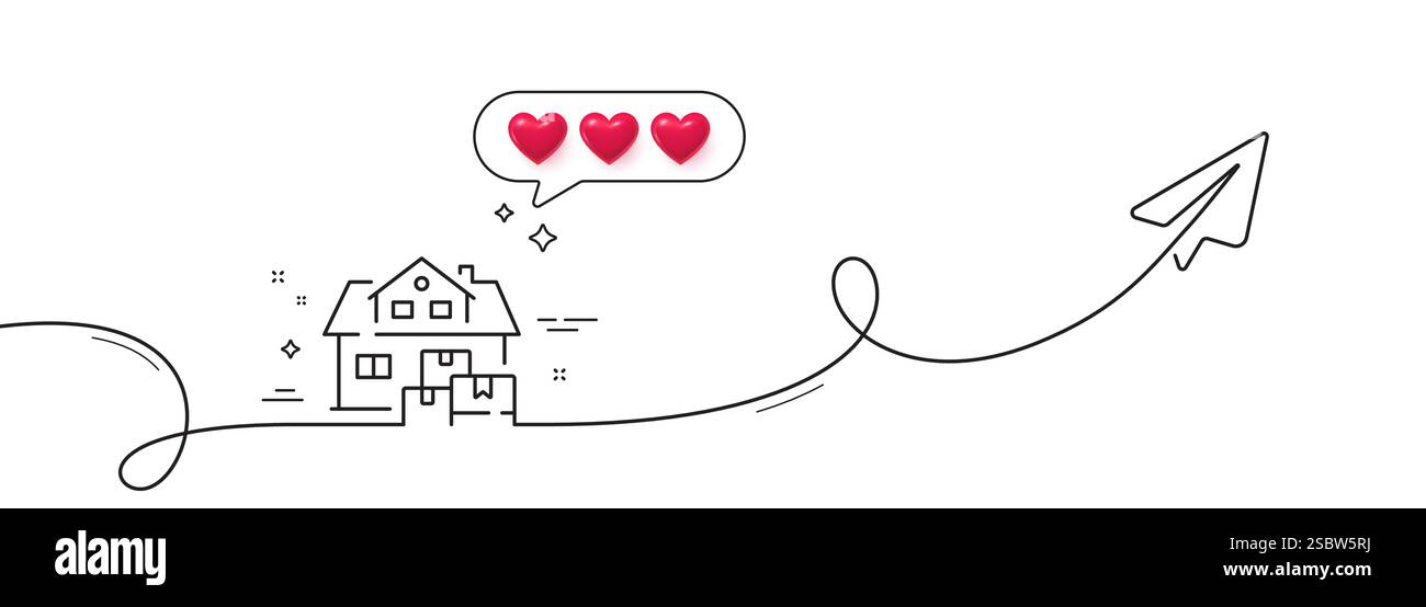 Home moving line icon. Package delivery sign. Continuous line with ...